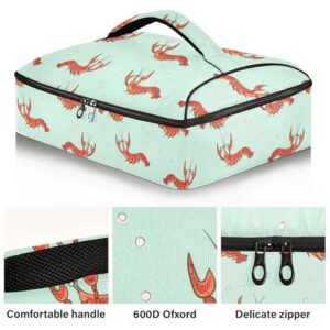 Kcldeci Insulated Thermal Food Carrier Insulated Casserole Carrier for Hot or Cold Food,Cute Cartoon Crayfishes Insulated Tote Bag for Potluck Cookouts Parties Picnic,Lasagna Lugger