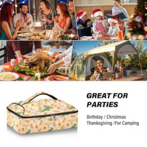 Kcldeci Insulated Thermal Food Carrier Insulated Casserole Carrier for Hot or Cold Food,Crocodile and Oranges Insulated Tote Bag for Potluck Cookouts Parties Picnic,Lasagna Lugger