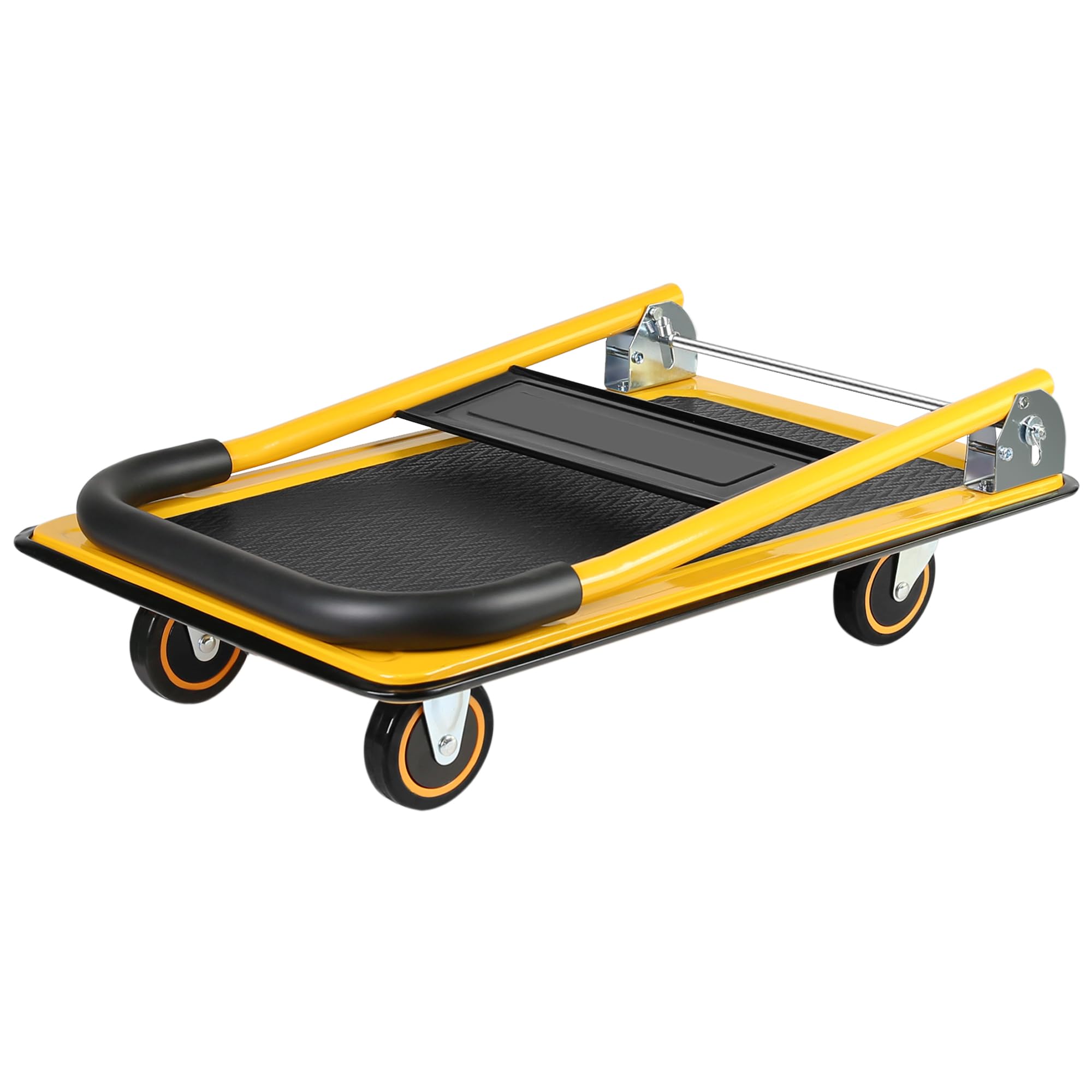 Foldable Push Cart Dolly Upgraded 330 lbs Carts with Wheels Stable Platform Hand Cart Practical Foldable Space Saving Folding Platform Truck (Yellow)