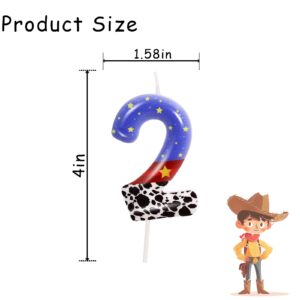 Toy Themed Cartoon Story Birthday Number 2 Candle Cartoon Birthday Cake Topper Blue Sky Stars Cowboy Toy Cartoon Birthday Party Decorations Supplies (Number 2)