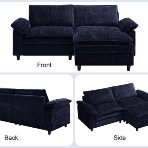 Suheww Cloud Sofa sectional Modular Loveseat Sofa couches, 86.6" Modern 2-Seat Convertible Loveseat Sofa with Ottoman, Comfy L-Shaped Extra Deep Seat Sofa Couch for Living Room Apartment（Blue