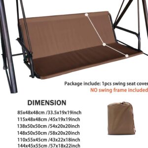 J&C Patio Swing Seat Cover Replacement 600D Heavy Duty Swing Cushion Cover Outdoor Swing Seat Support Waterproof Fade Resistant for 3 Seater Durable Swing Covers for Frame (63x22x22in)