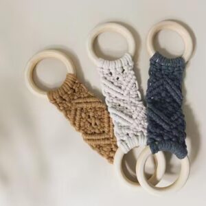 Macrame Towel Holder Ring, Macrame Kitchen Towel Holder, Crochet Towel Holder Rings, Hanging Dish Towel Holder, Macrame Knit Towel Holder for Kitchen Towels, Decorative Kitchen Accessory (Mix-2*2pcs)