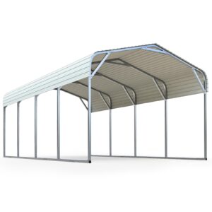 quictent 12x20 ft metal roof carport kits hard top garage heavy duty steel car canopy, white