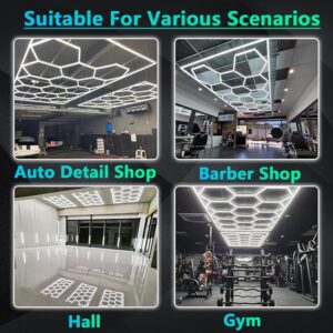 DHXYHQY Hexagon Garage Lights, Hexagon Honeycomb Lights, Super Bright Garage Lights Ceiling Led Hexagon 6500K for Gym, Basement, Warehouse, Auto Beauty Shop, Car Care Wash Room