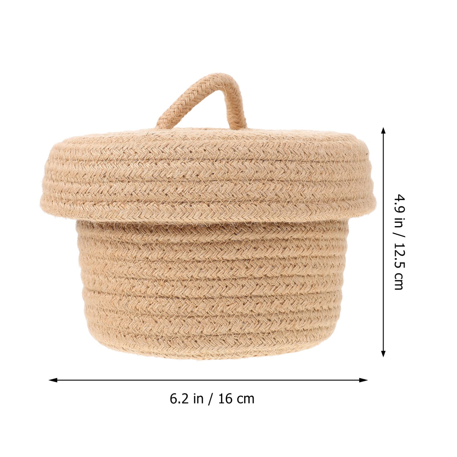 MOBUTOFU Storage Basket Woven Desktop Sundries Basket Tray Decor Snack Containers Pastoral Style Storage Holder Toy Storage Bins with Lids Jute Basket Snacks Container Cotton Rope Brown