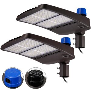 leonlite dimmable 300w led parking lot light slip fitter mount dusk to dawn, ul listed, 100-277v, 39,000lm, commercial led area light for street, yard, sports courts, ip65, 5000k daylight, pack of 2