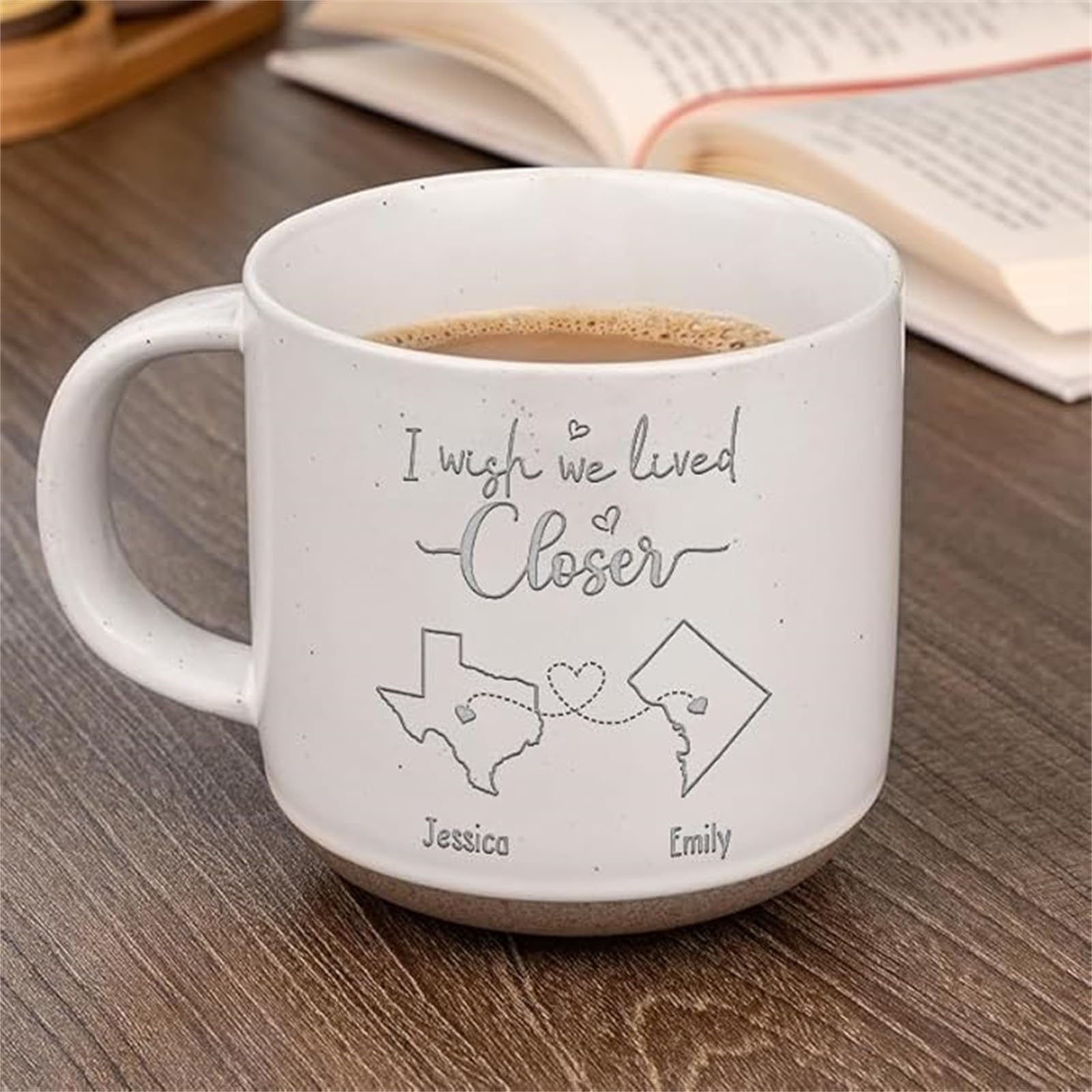 I Wish We Lived Closer, Personalized Bestie Coffee Mugs With Names, Christmas Birthday Gifts For Best Friend Woman, 11 Oz Pottery Mug, Sisters Gifts From Sister, Bestie Gifts For Women