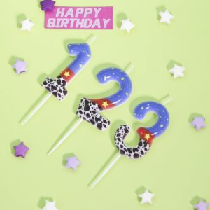 Toy Themed Cartoon Story Birthday Number 2 Candle Cartoon Birthday Cake Topper Blue Sky Stars Cowboy Toy Cartoon Birthday Party Decorations Supplies (Number 2)