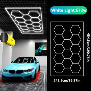 DHXYHQY Hexagon Garage Lights, Hexagon Honeycomb Lights, Super Bright Garage Lights Ceiling Led Hexagon 6500K for Gym, Basement, Warehouse, Auto Beauty Shop, Car Care Wash Room