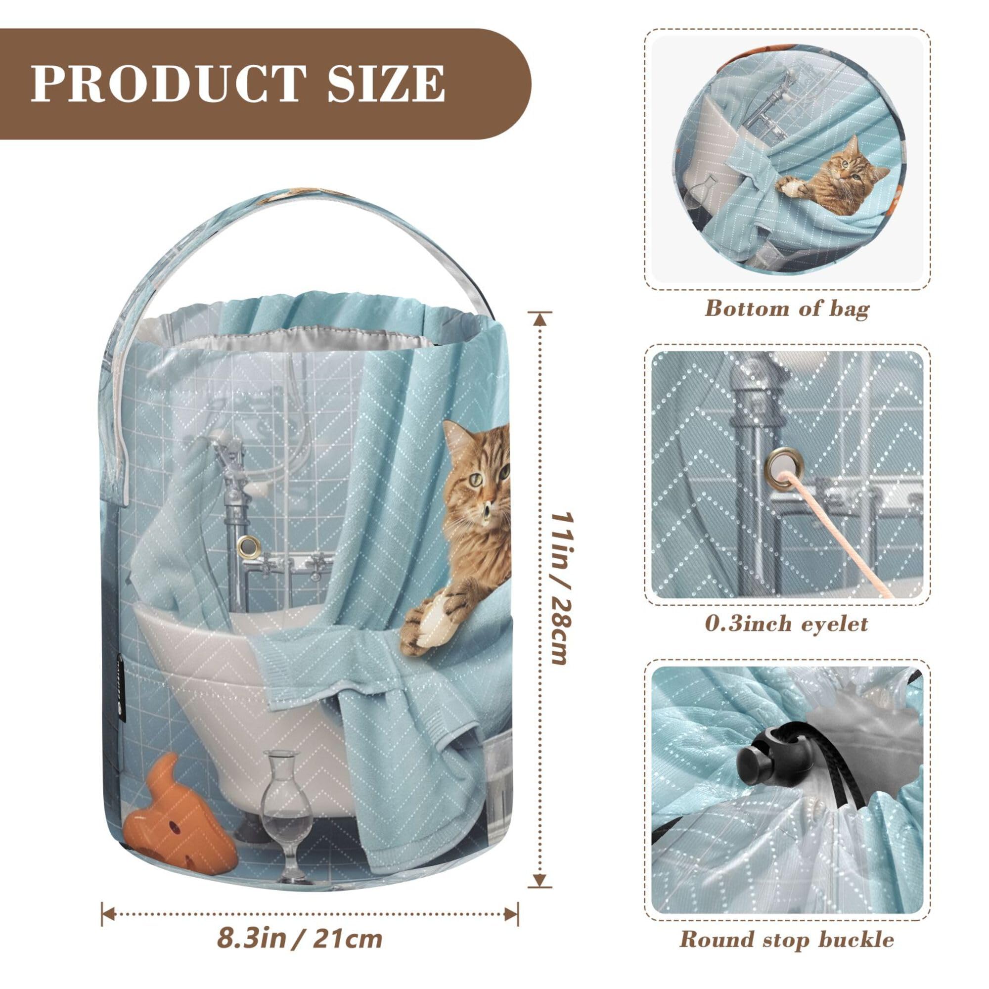 PYBUG Cat Yarn Storage Tote with Knitting Accessories Pockets Portable Large Capacity Travel Knitting Bag Crochet Organizer for Crocheting