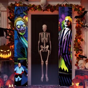 scary creepy halloween porch banner classic movie role front porch welcome sign horror halloween party decorations-12×71''