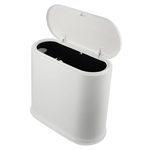 OFFSCH Crevice Trash Can Litter Trash Can Rubbish Bin Decorative Trash Bin Bedroom Garbage Can with Lid Recycling Containers Mini Decor Narrow Spaces Container Bin Office Dustbin White Pp