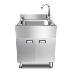 lzxnfzy stainless steel utility sink with faucet, free standing kitchen sink cabinet, bathroom vessel sink laundry tub, outdoor hand washing station for yard garages farmhouse factory(19x15in)