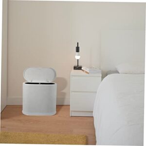 OFFSCH Crevice Trash Can Litter Trash Can Rubbish Bin Decorative Trash Bin Bedroom Garbage Can with Lid Recycling Containers Mini Decor Narrow Spaces Container Bin Office Dustbin White Pp