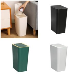 Push Lid Sealed Trash Can Large Waste Basket Garbage Bin for Kitchen Bathroom Desk Side Disposal