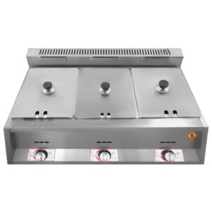 rocoreny commercial food warmer, 3-pan gas food warmer stainless steel buffet steam table warmer with lids for catering restaurants home party (3-pan*10l/2.64gal)