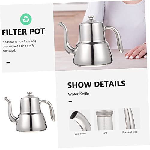 Gadpiparty 1pc Kettle Hand Coffee Maker Pot Electric Vintage Teapot Whistling Retro Coffee Maker Coffee Maker Retro Home Espresso Machine Large Capacity Teapot Stainless Steel Grey