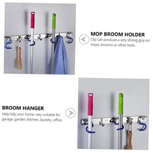 GRIRIW 1pc Broom Holder Garden Tool Organizer Viscose Hook Multi Tool Broom Mounted Mop Holder Wall Mounted Organizer Multipurpose Tool Wall Mounted Broom Organizer 304 Stainless Steel