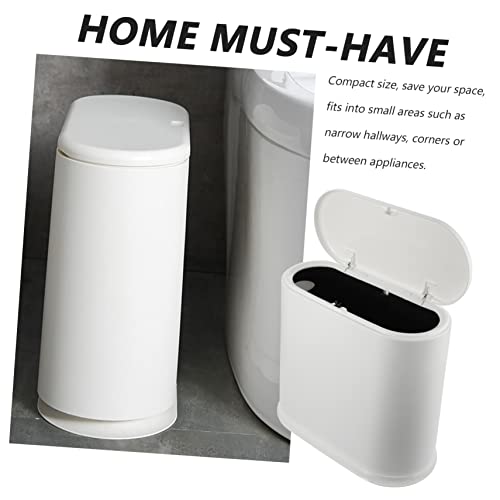 OFFSCH Crevice Trash Can Litter Trash Can Rubbish Bin Decorative Trash Bin Bedroom Garbage Can with Lid Recycling Containers Mini Decor Narrow Spaces Container Bin Office Dustbin White Pp