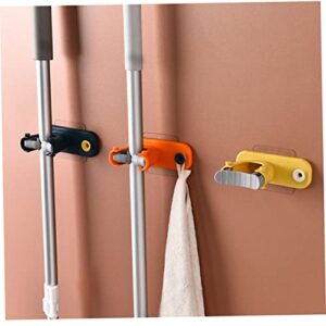 MOLUCKFU 4pcs Wall Mounted Mop Holder Broom Hooks Wall Mount Clothing Rack Storage Wall Shelves Broom Gripper Wall Mount Broom Holder Wall Mount Self Adhesive Mop Rack Storage Hooks Blue