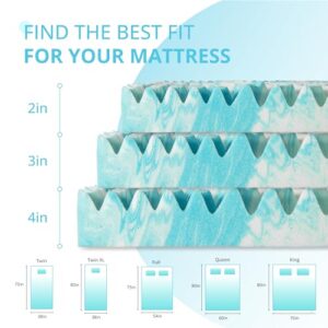 EGOHOME 5-Zone Memory Foam Mattress Topper 2 Inch Queen, Cooling Gel Infused Foam Mattress Topper for Pressure Relief, CertiPUR-US Certified Bed Topper,Blue, 60"×80"