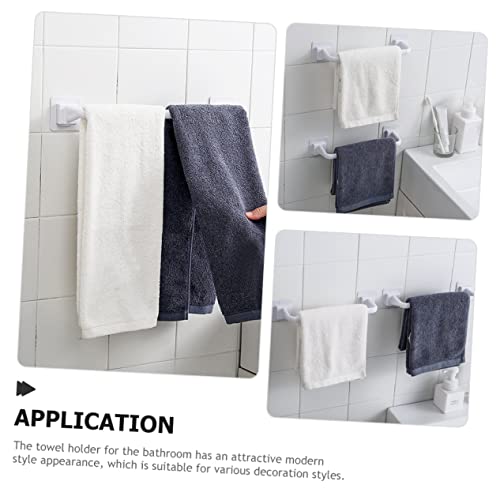 Garneck 3sets Nail- Towel Rail Towel Holder Mount Towel Hooks Hand Towel Rod Square Towel Bathroom Decorations Towel Holder Rod Towel Rod Rack Kitchen Towel Holder Towel Bar White Pp 2pcs*3