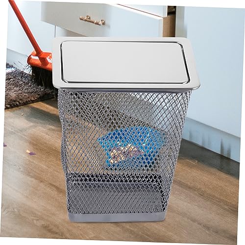 PAMINGONO Trash Lid Recessed Trash Bin Tectangjer Recessed Counter Top Cover Bathroom Tabletop Trash Recessed Lid Grooments Trash Bin Lid Only Hanging Garbage Bin 430 Stainless Steel Silver