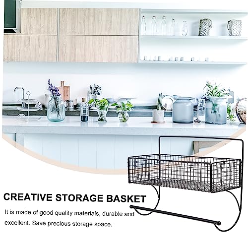 GOOHOCHY 1 Set Towel Rack Electric Cord Holder Multi-Function Storage Shelf Wall Mount Baskets for Shelves Kitchen Bathroom Organizer Wall Punch- Shelf Hanger Holder Carbon Steel Black