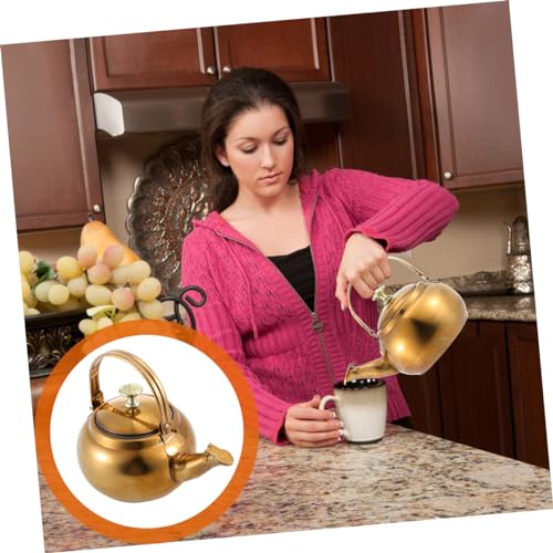 UTHCLO 1pc Stainless Steel Exquisite Pot Coffee Espresso Stove Tea Pots Coffee Pot Retro Espresso Machine Tea Warmer Retro Coffee Machine Heat Water Kettle Water Boiling Container Golden