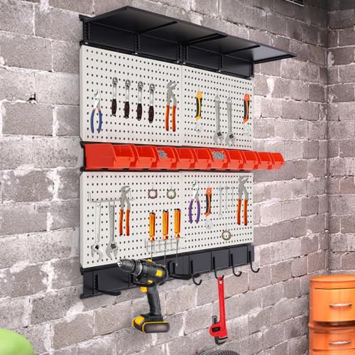 Erhdexzhg Tool Storage Kit, Garage Storage Wall Organizer, Tool Storage Rack,Wall Mount Garden Tool Organizer,Tool Holder for Hanging Rake Broom Mop Snowboard,Yard Shed Organizer Rack