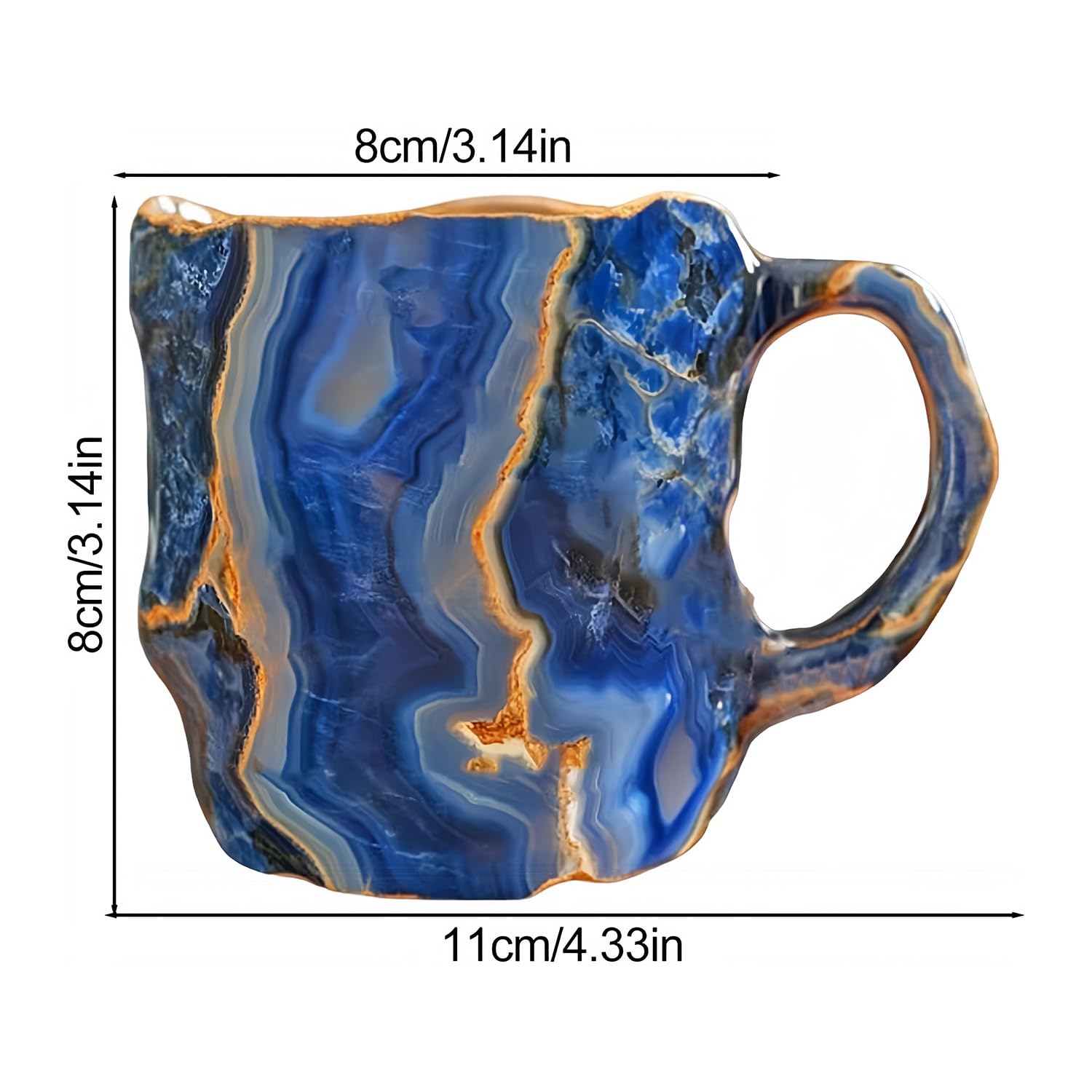 FOTN Mineral Crystal Coffee Mug,2024 New Mineral Crystal Coffee Mugs,Mineral Crystal Coffee Mug 400ml with Handle,Multi-Colored Crystal Mineral Coffee Mug (Blue,1pc)