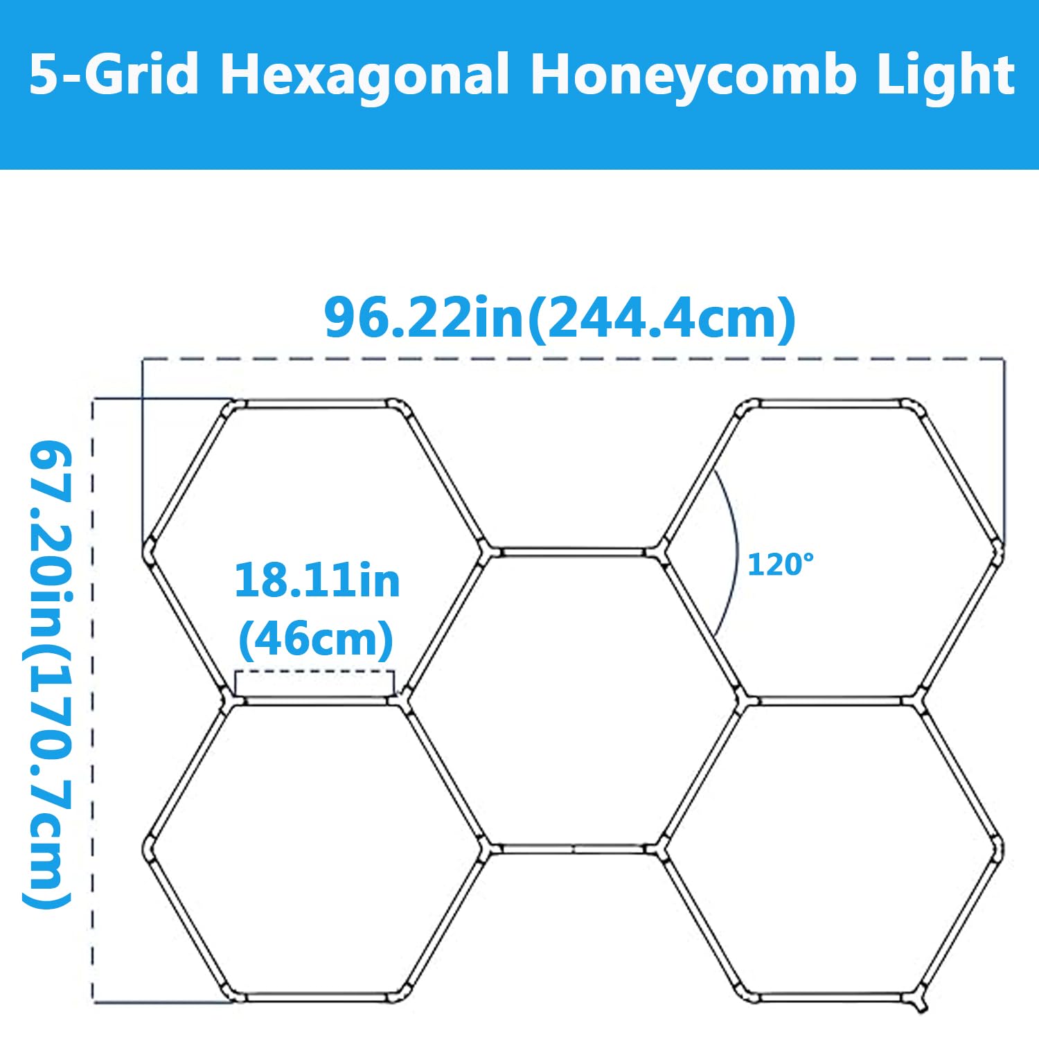 DHXYHQY LED Hexagon Garage Lights, Hexagon Honeycomb Lights, 192W, 20736LM, 6500K Super Bright, 5 Grid Systems Car Detailing Ceiling LED Light for Garage Warehouse Workshop Basement Gym