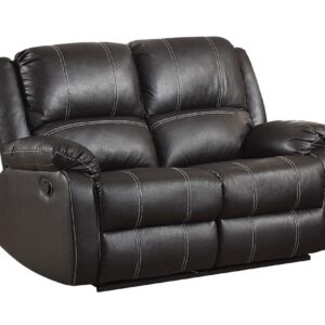 Wekuku Acme Zuriel Motion Loveseat, Black Synthetic Leather Lv52286