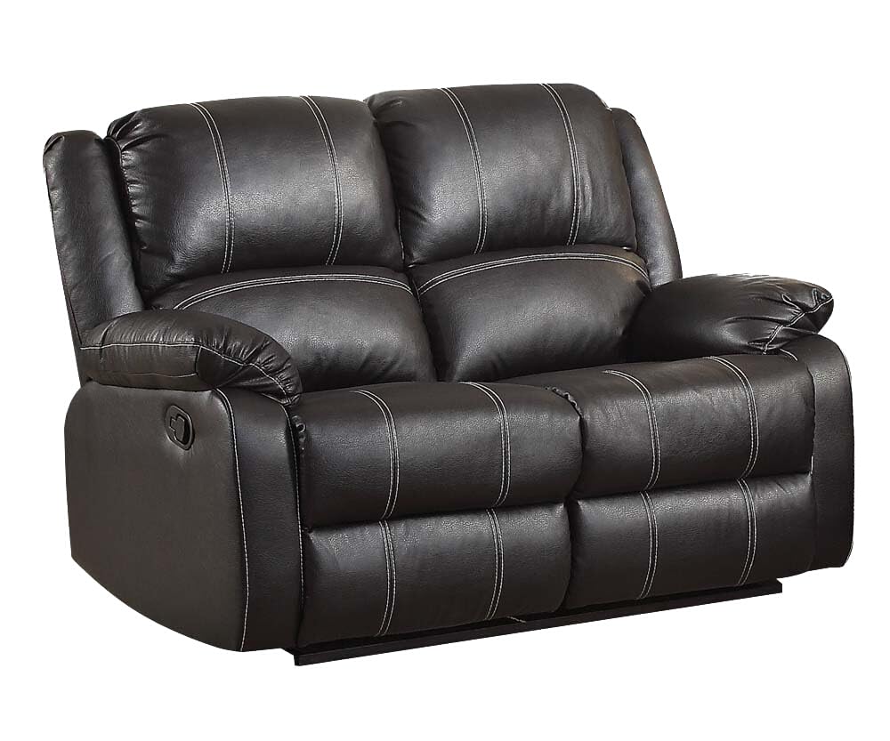 Wekuku Acme Zuriel Motion Loveseat, Black Synthetic Leather Lv52286