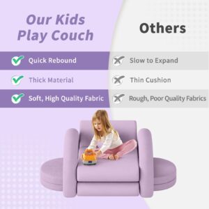 wanan Modular Kids Play Couch, 8PCS Kids Couch with Balls and Tunnel, Kids Couch for Playroom and Bedroom, Kids Modular Couch for Playing, Creativing, Modular Couch Kids (Blueberry)