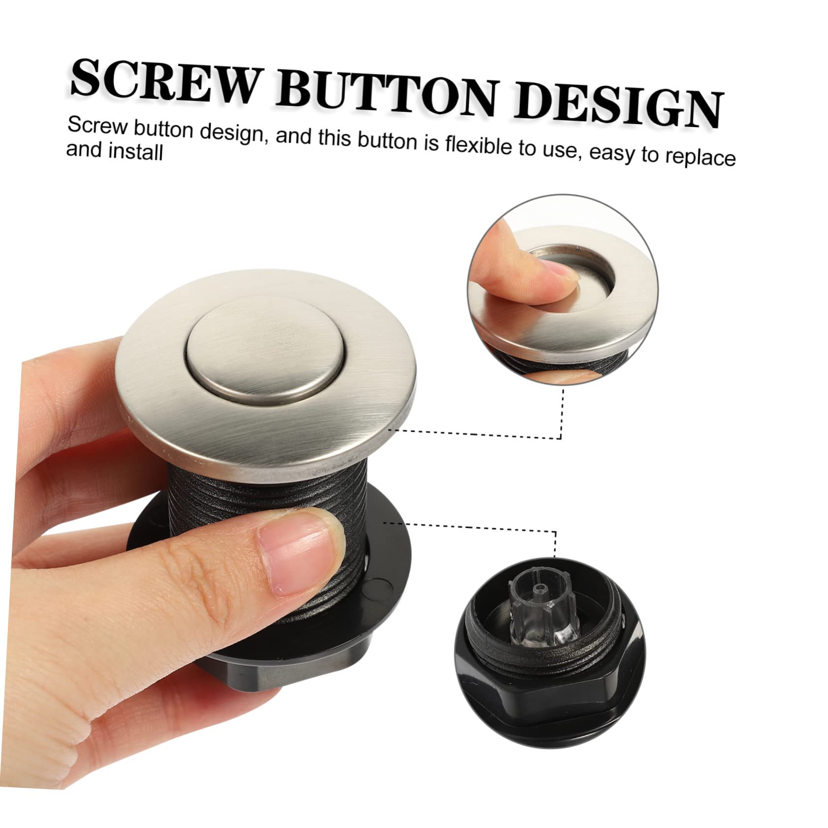 IWOWHERO Air Button Bathtub Switch Jetted Trash Disposal Button Push Button Garbage Disposal Kraus Sink Accessories Household Trash Garbage Disposal Parts Replacement Stainless Steel Silver