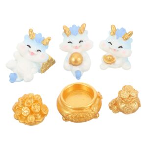 luxshiny 6 pcs mini animal figurine resin dragon mascot doll adorable dragon decor desktop dragon decor