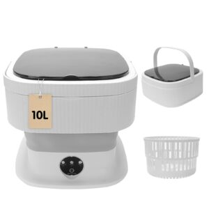 mini portable washing machine,10l collapsible travel washing machine, portable mini washer machine, portable mini washing machine with spin, portable washer and dryer combo for apartments. (grey)