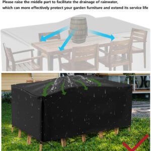 138L x 67W x 33H inches Patio Table Covers for Outdoor Furniture Waterproof, 600D Heavy Duty Sectional Sofa Set Covers Table and Chair Set Covers, No Tears or Fading Winter Patio Furniture Covers