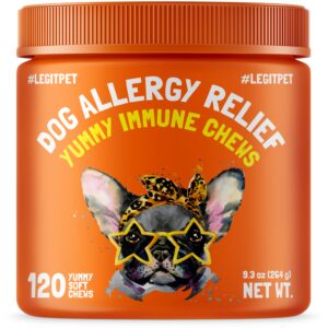 Allergy Relief Chews for Dogs & Immune & Digestive Supplement 120 Soft Chews and Liquid Glucosamine for Dogs Bacon Flavour with Chondroitin, MSM & Hyaluronic Acid 8 oz