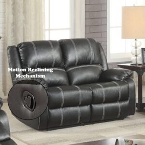 Wekuku Acme Zuriel Motion Loveseat, Black Synthetic Leather Lv52286