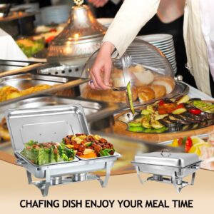 XYJBHB 2 Pack Stainless Steel Chafing Dish 8 QT Half Size Chafing Dish Buffet Set Silver Rectangular Catering Chafer Warmer for Buffet Banquet Party Catering Supplies