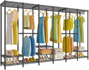 vipek v60 extra large portable closet rack heavy duty clothing rack for hanging clothes freestanding wardrobe closet, metal closet for bedroom storage organizer, load 1620lbs, black