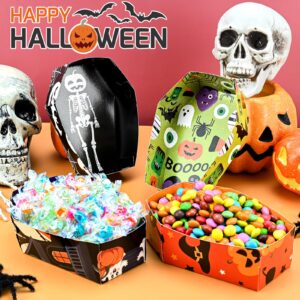 VAIPI 60 Pieces Halloween Coffin Treat Boxes Halloween Movie Night Snack Serving Tray Hallowee Party Food Dish Charcuterie Board Popcorn Candy Box for Halloween Themed Party Decor Gift Box