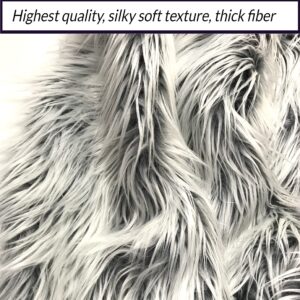 Bianna Gray Frost Faux Fur Fabric, American Seller, Luxury Shag Shaggy Material for Crafting, Sewing, Costumes, Fursuits, Home Decor (5x60 inches)