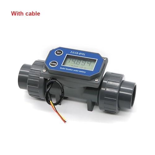 DN25-80 Turbine Flow Meter Electronic LCD Digital Display Flowmeter ZJLCD-BT01 PVC Pipe Liquid Water for Farm/Garden Irrigation(DN40,Without Cable)