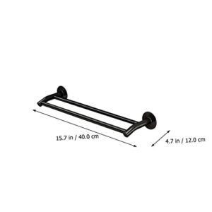 BUGUUYO 1pc Double Bar Towel Rack Kitchen Towel Bar Over The Door Towel Rack Dual-Pole Rag Rack Multi Purpose Hanger Towel Organizer Holder Towel Hanger Cabinet Rack Black Aluminum Alloy