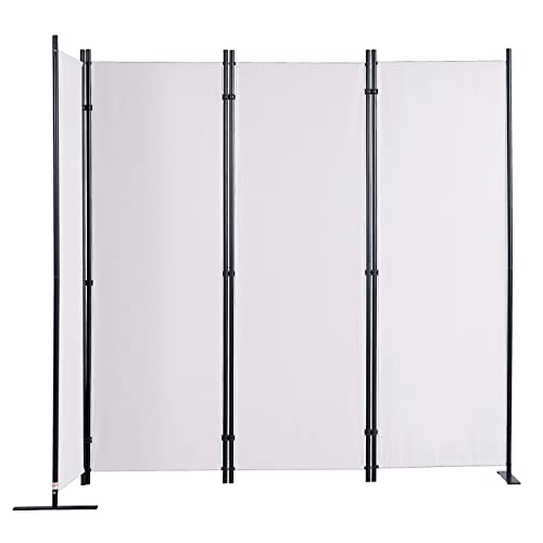 VEVOR Partition Screen, 5.6 ft Privacy Panels (4-Panel), Cloth Separator for Office, Bedroom, Dining & Study Areas, Standalone, White