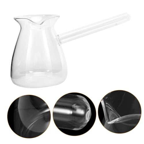 CRAFTHROU Transparent Glass Coffee Pot Coffee Warmer Milk Pitcher Cup Tea Creamer Pitcher Instant Decaf Coffee Beans Stovetop Tea Maker Pan Sauce Jugs Espresso Cups Glass Creamer Container